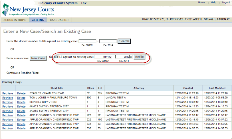 Refile Existing Case